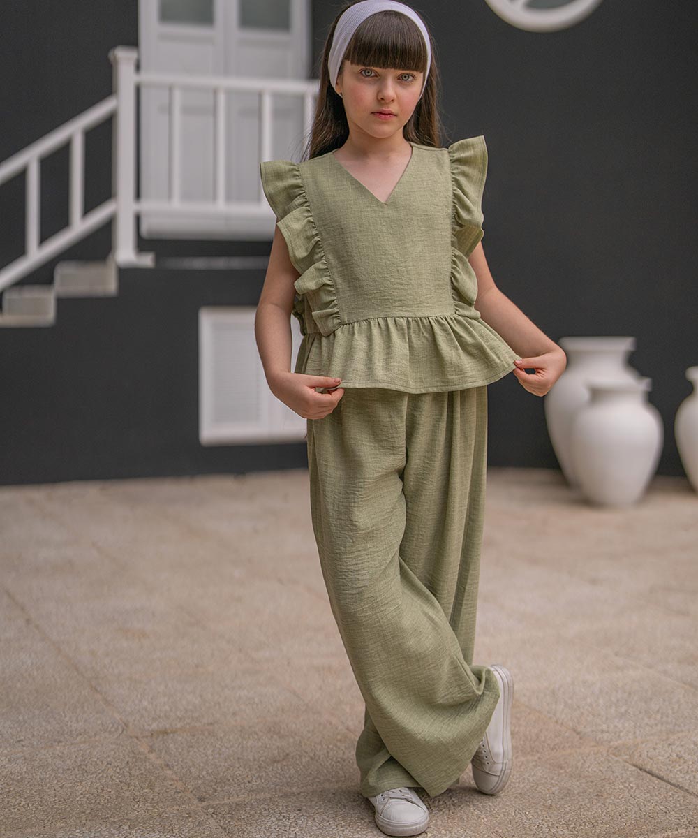 ست دخترانه تاپ و شلوار شانتون - ملورینا